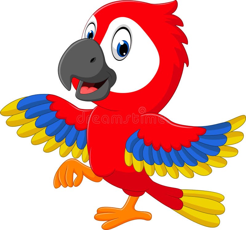 Cartoon macaw stock vector. Illustration of jungle, friendly - 75353206