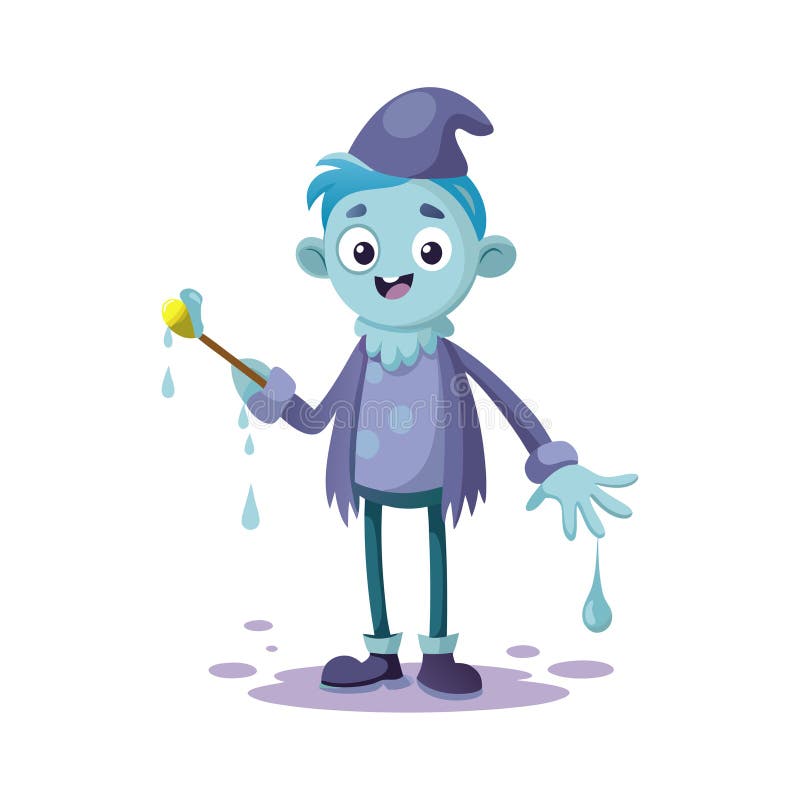 Cartoon Magic Elf with Wand: Fun and Whimsical Vector Illustration ...