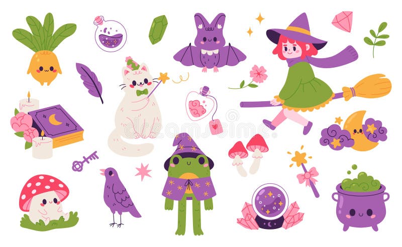 Cartoon magic set stock vector. Illustration of cloud - 299804939