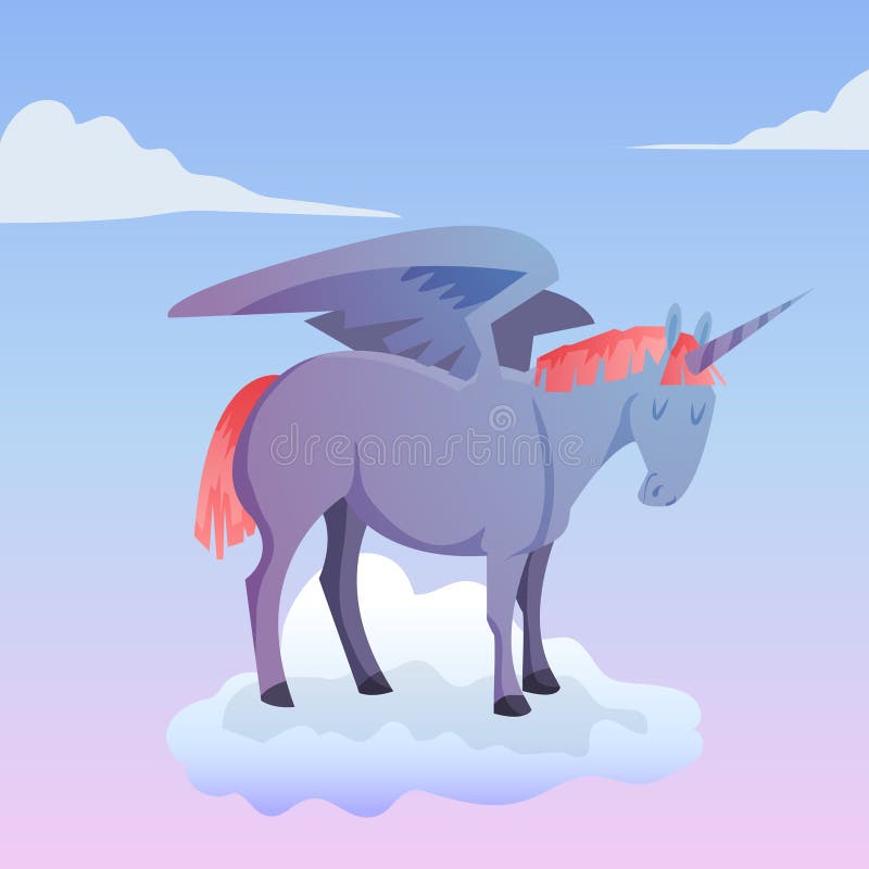 Cartoon Magic Unicorn Pegasus Stock Vector - Illustration of pink, mane ...