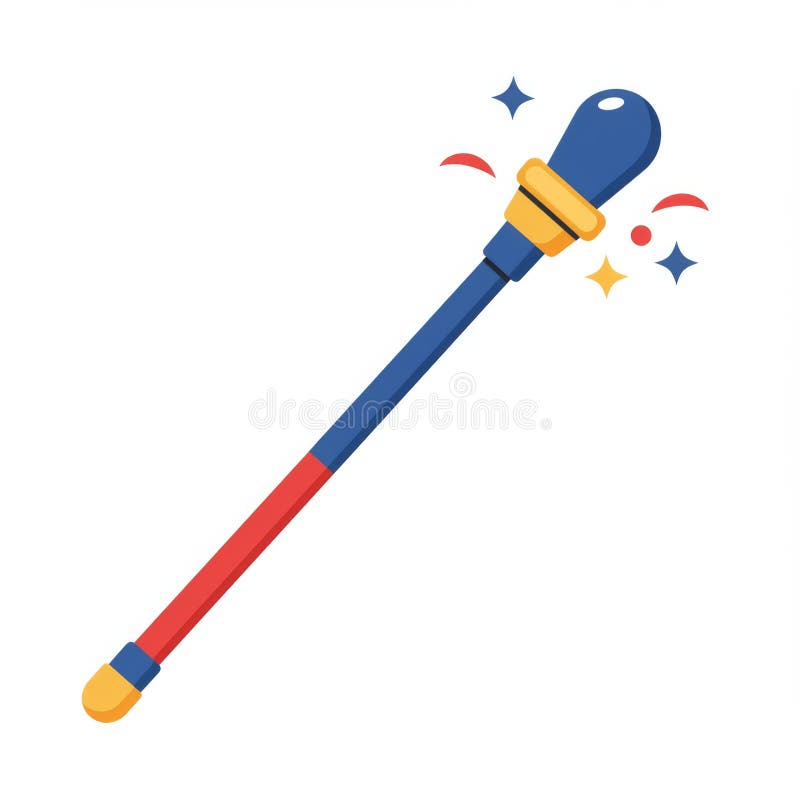Cartoon Magic Wand with Red and Blue Handle Stock Illustration ...
