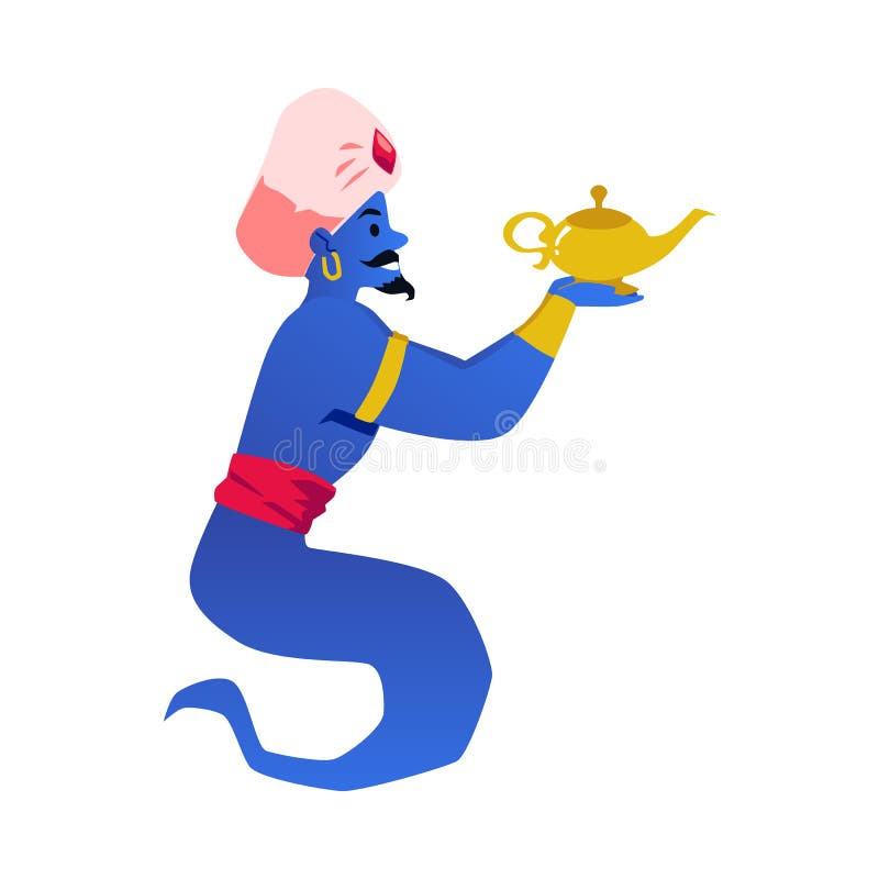Magical Arabic Genie Wearing Turban Making Miracles A Vector
