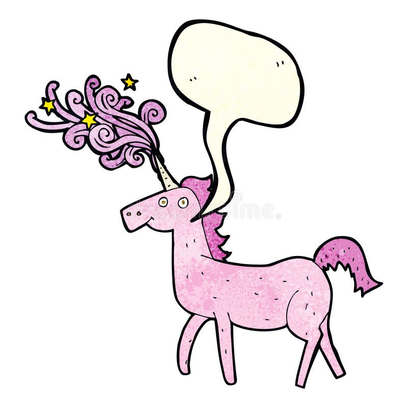 Cartoon Magical Unicorn with Speech Bubble Stock Illustration ...