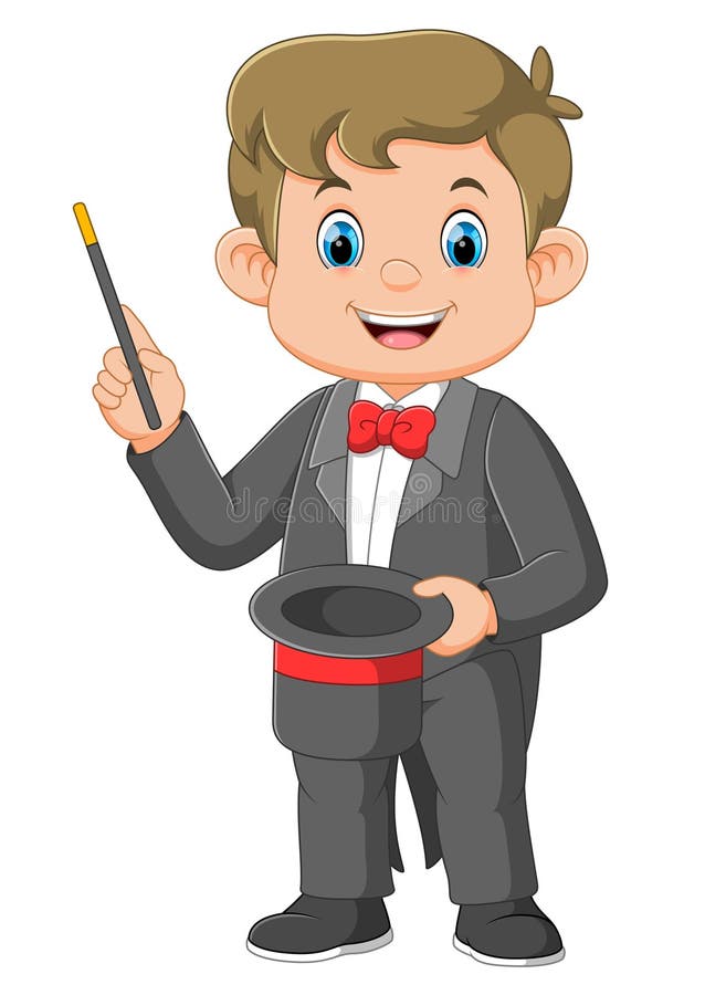 Cartoon Magician Holding Magic Wand Stock Vector - Illustration of ...