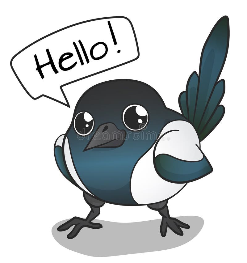 Cartoon Magpie, Vector Illustration Stock Vector - Illustration of ...