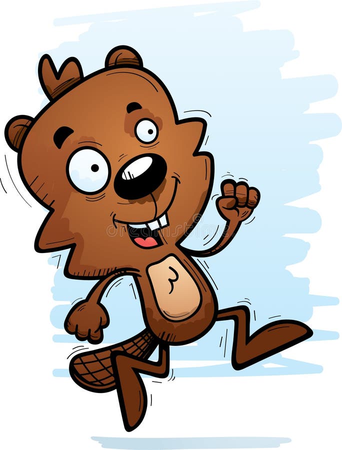 Cartoon Male Beaver Running Stock Vector - Illustration of cartoon ...