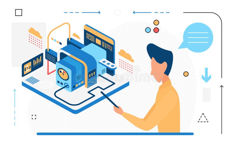 Cartoon Male Data Processing Employee Stock Illustration - Illustration ...