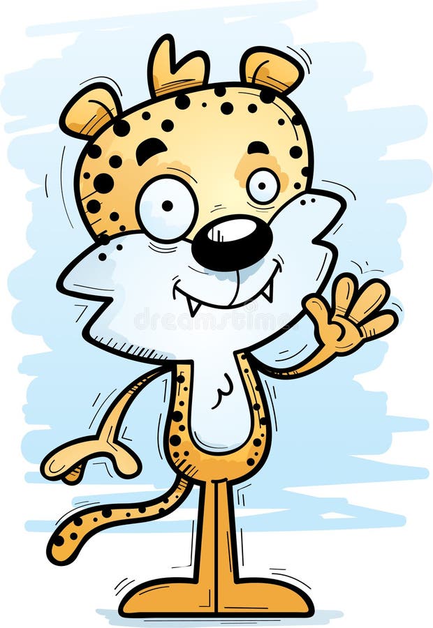 Cartoon Male Leopard Waving Stock Vector - Illustration of male ...