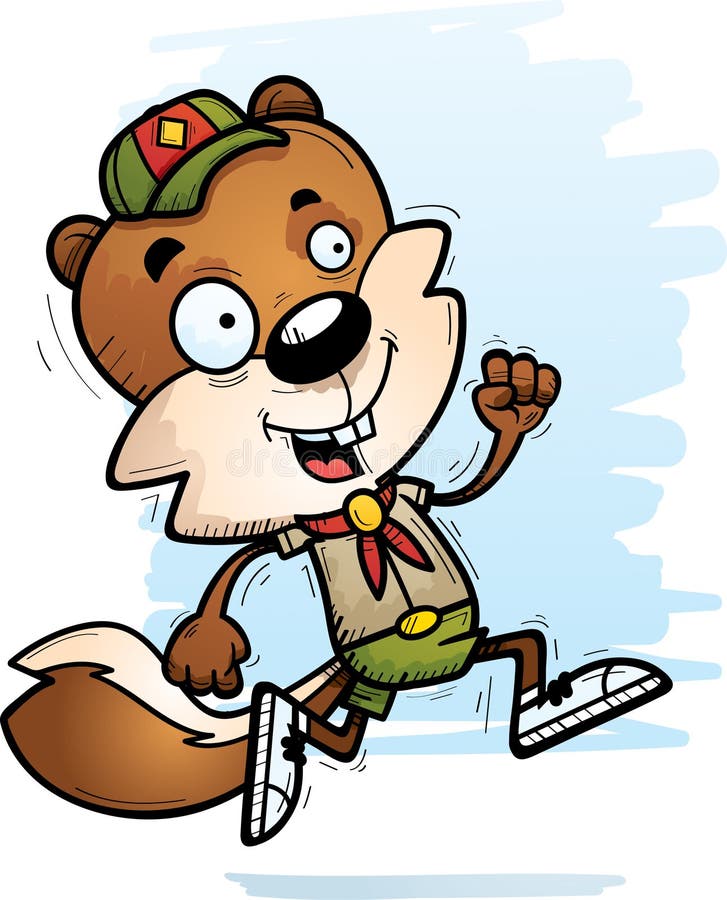 Cartoon Male Squirrel Scout Running Stock Vector - Illustration of ...