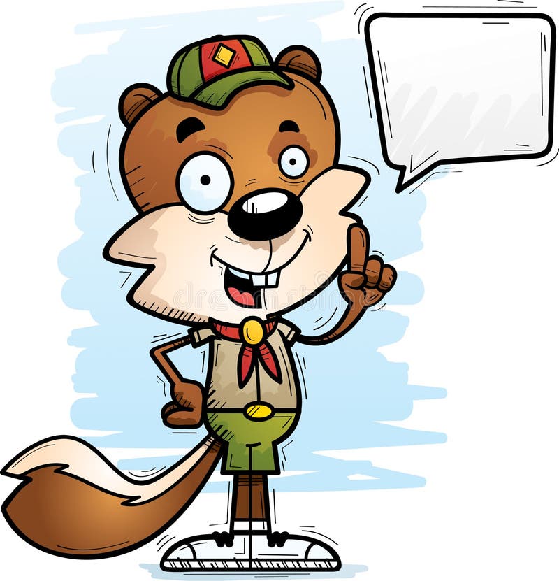 Cartoon Male Squirrel Scout Talking Stock Vector - Illustration of ...