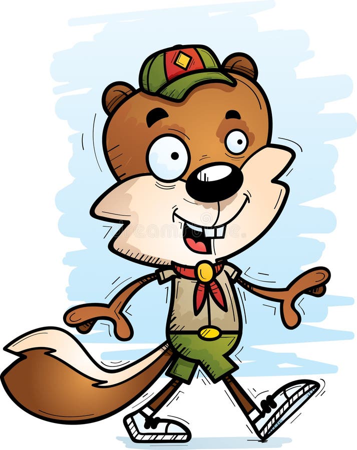 Cartoon Male Squirrel Scout Walking Stock Vector - Illustration of clip ...