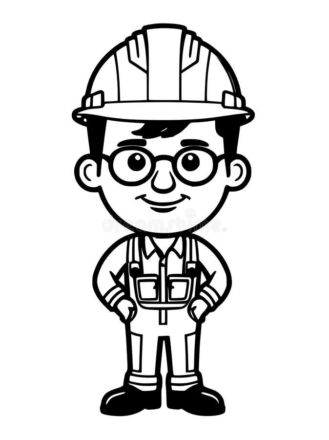 Cartoon Male Worker with Hard Hat Illustration Stock Illustration ...