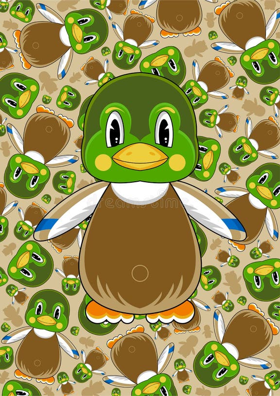 Cartoon Mallard Duck Pattern Stock Vector - Illustration of wallpaper ...