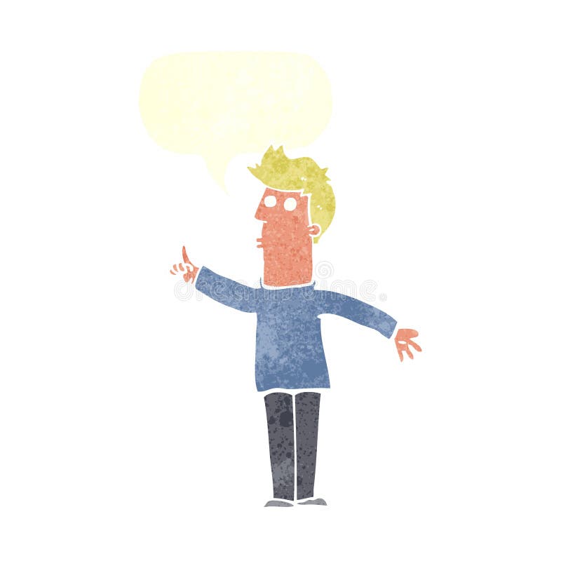 Cartoon Man Advising Caution with Speech Bubble Stock Illustration ...