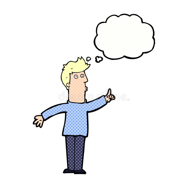 Cartoon Man Advising Caution with Thought Bubble Stock Illustration ...