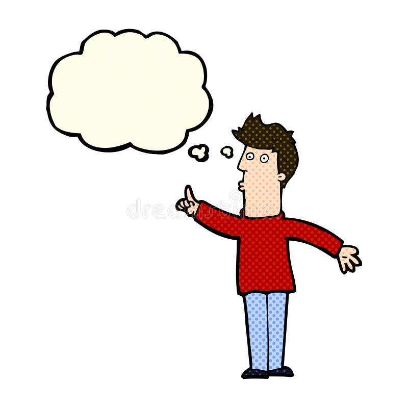 Cartoon Man Advising Caution with Thought Bubble Stock Illustration ...
