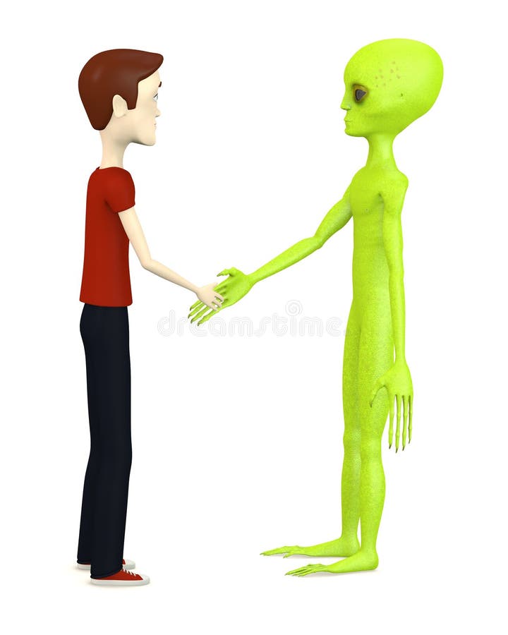 Cartoon man with alien stock illustration. Illustration of toon - 30576723