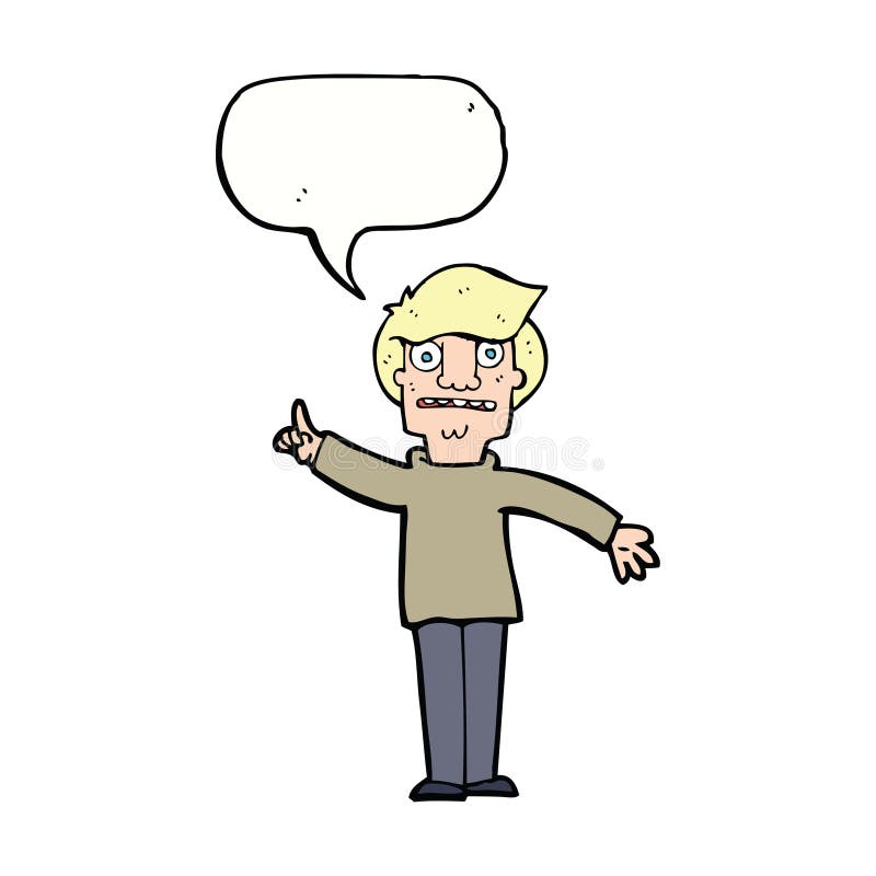 Cartoon Man Asking Question with Speech Bubble Stock Illustration ...