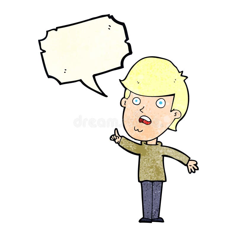Cartoon Man Asking Question with Speech Bubble Stock Illustration ...