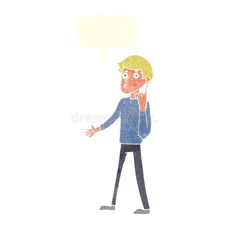 Cartoon Man Asking Question with Speech Bubble Stock Illustration ...