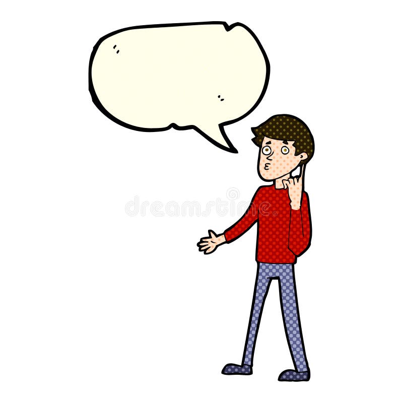 Cartoon Man Asking Question with Speech Bubble Stock Illustration ...