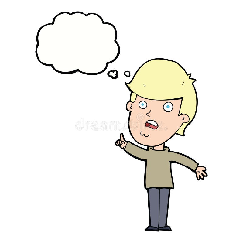 Cartoon Man Asking Question with Thought Bubble Stock Illustration ...