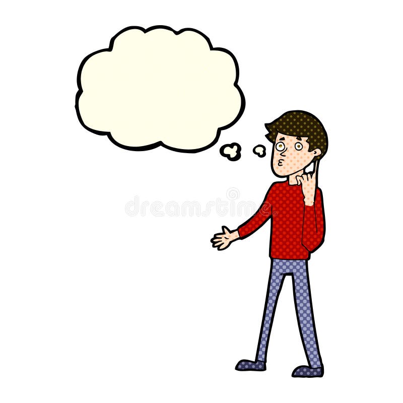 Cartoon Man Asking Question with Thought Bubble Stock Illustration ...