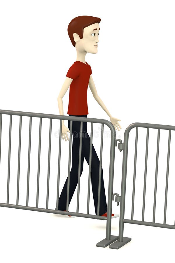Cartoon man with barriers stock illustration. Illustration of walk ...