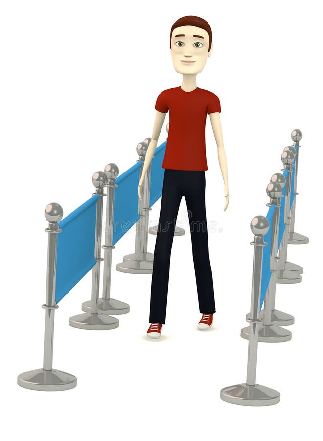 Cartoon man with barriers stock illustration. Illustration of character ...
