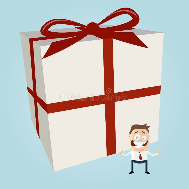Cartoon man with big gift stock vector. Illustration of comic - 35874977