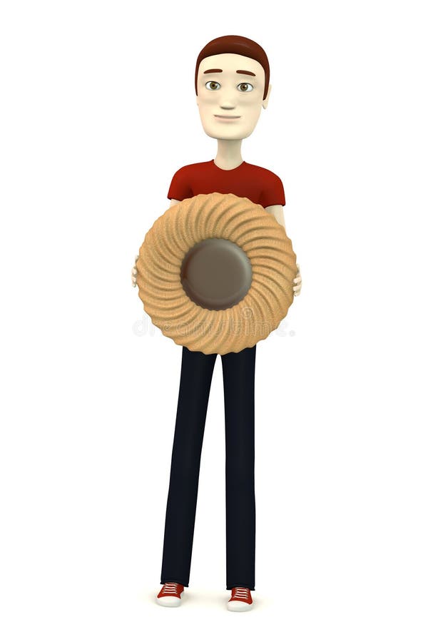 Cartoon man with biscuit stock illustration. Illustration of woman ...
