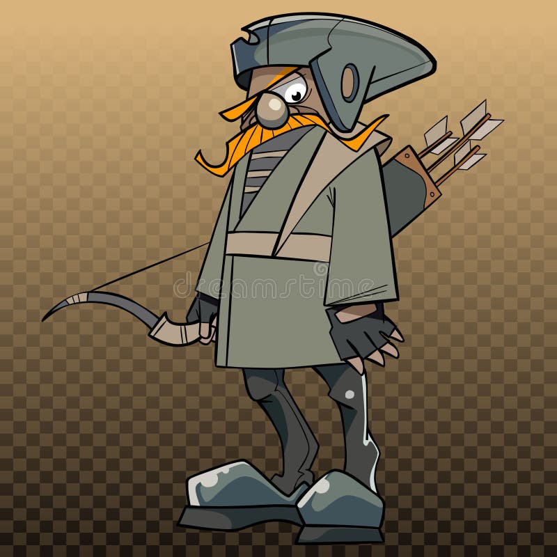 Cartoon Man with a Bow and Arrow Stock Vector - Illustration of human ...