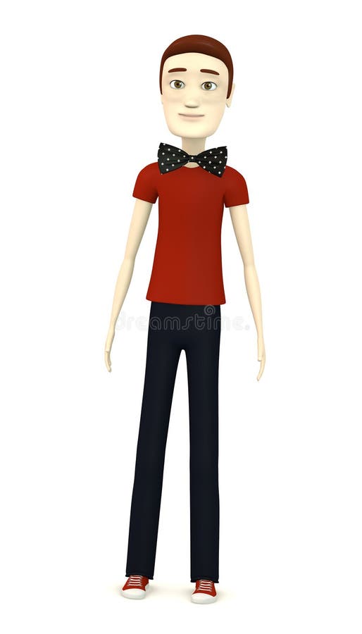 Cartoon man with bow tie stock illustration. Illustration of render ...