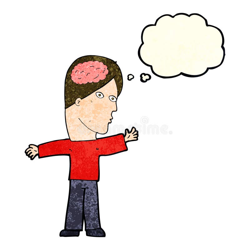 Cartoon Man with Brain with Thought Bubble Stock Illustration ...