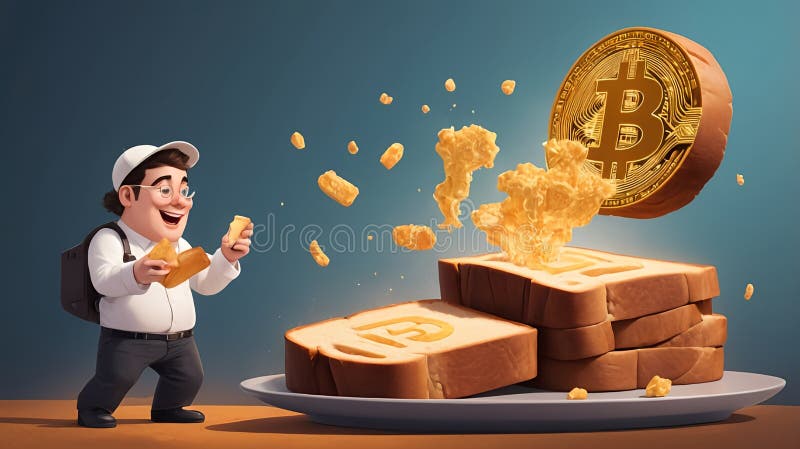 Cartoon Man with Bread and Coin Stock Illustration - Illustration of ...