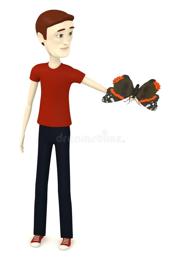 Cartoon Man with Butterfly Wings Stock Illustration - Illustration of ...