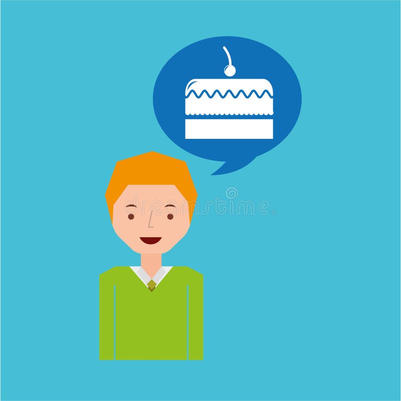 Cartoon Man Cake Candle Dessert Design Icon Stock Illustration ...