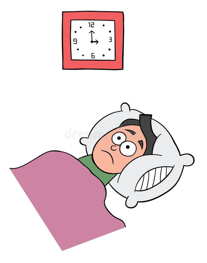 Cartoon Man Can`t Sleep and it`s 3 am, Vector Illustration Stock Vector ...