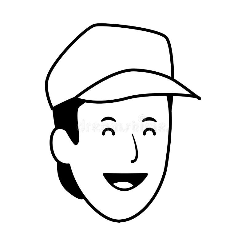 Cartoon Man with Cap Icon, Flat Design Stock Vector - Illustration of ...