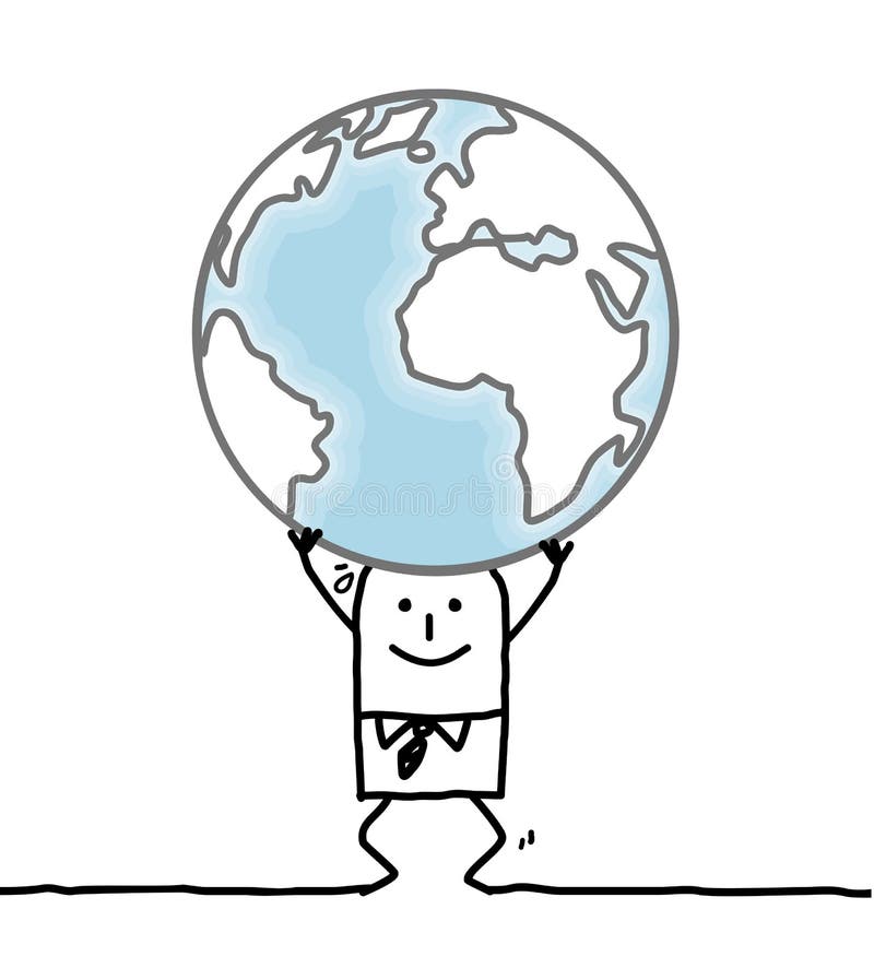 Cartoon Earth and Humans Divided into Two Unequal Parts Stock Vector ...