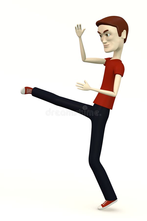 Cartoon Man in Casual Clothes- Fighting Stock Illustration ...
