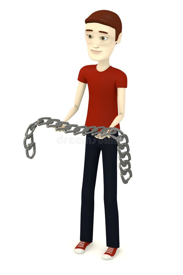 Cartoon Man with Chain Fence Stock Illustration - Illustration of chain ...