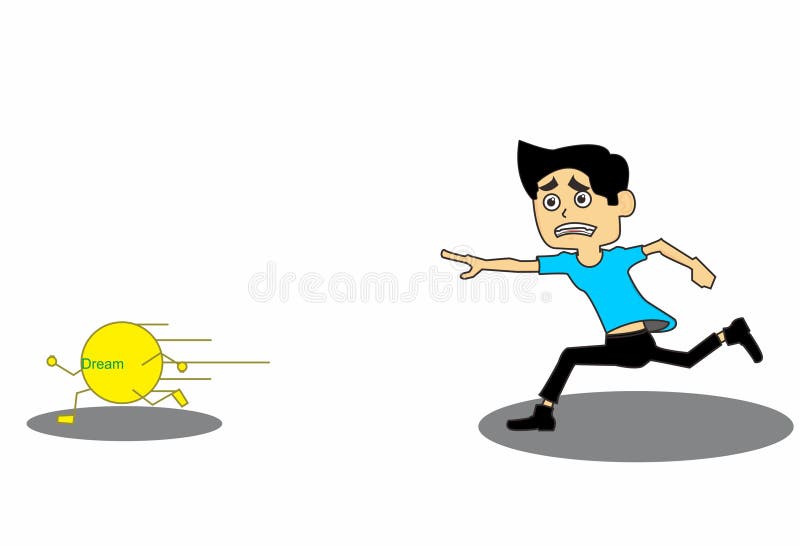 Cartoon a Man Chase Her Dream Stock Illustration - Illustration of ...