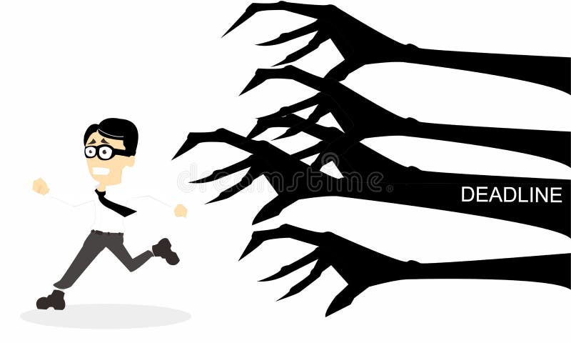 Cartoon a Man Chased Deadline Stock Illustration - Illustration of ...