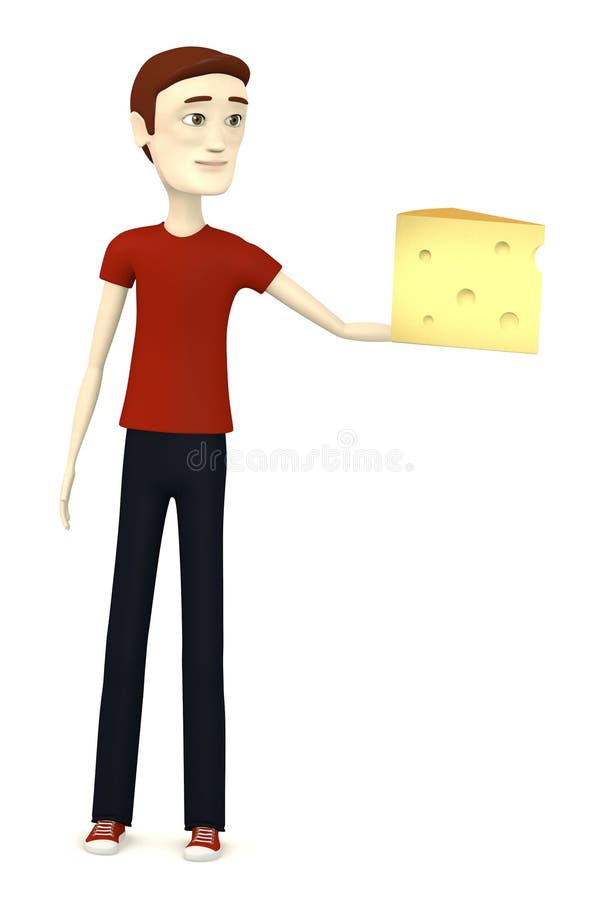 Cartoon man with cheese stock illustration. Illustration of food - 31240125