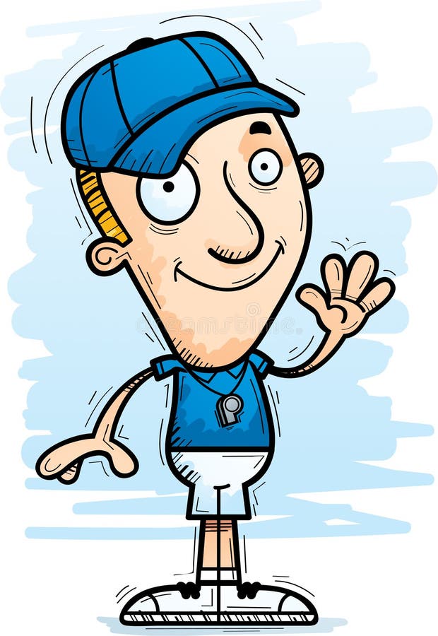 Cartoon Man Coach Waving stock vector. Illustration of coach - 116223831