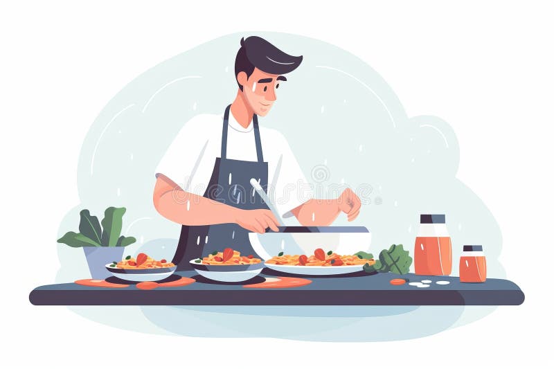 Cartoon Man Cooking in the Kitchen from Generative Ai Stock ...