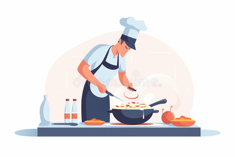 Cartoon Man Cooking in the Kitchen from Generative Ai Stock ...