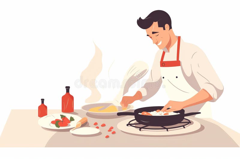 Cartoon Man Cooking in the Kitchen from Generative Ai Stock ...