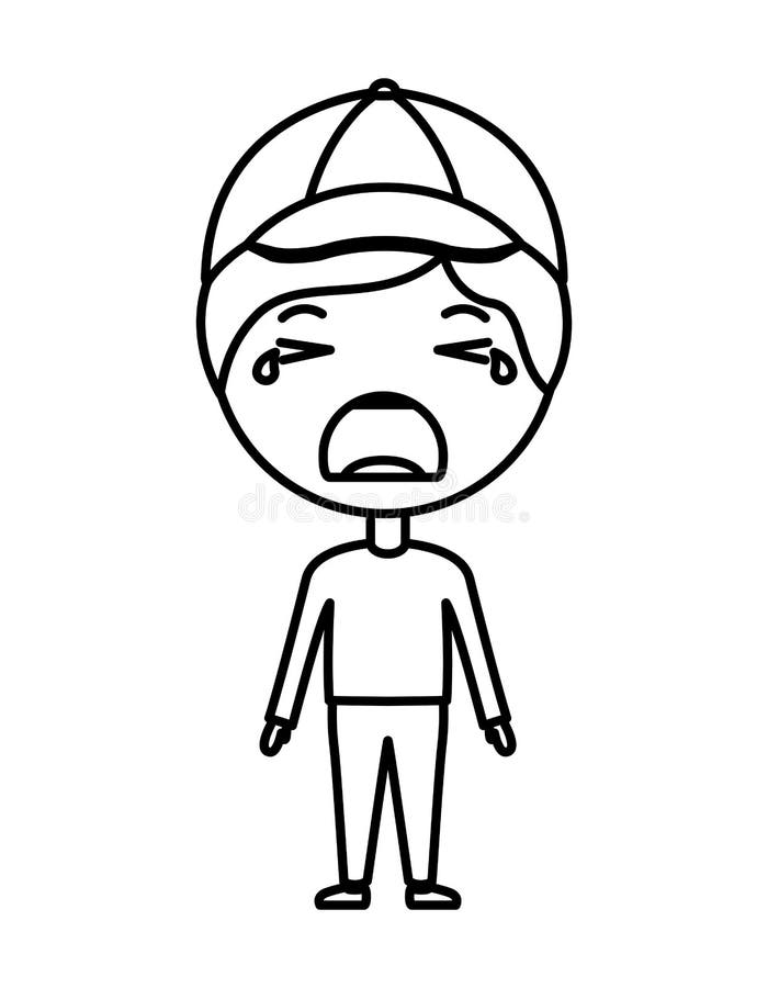 Cartoon Man Crying Kawaii Character Stock Vector - Illustration of male ...